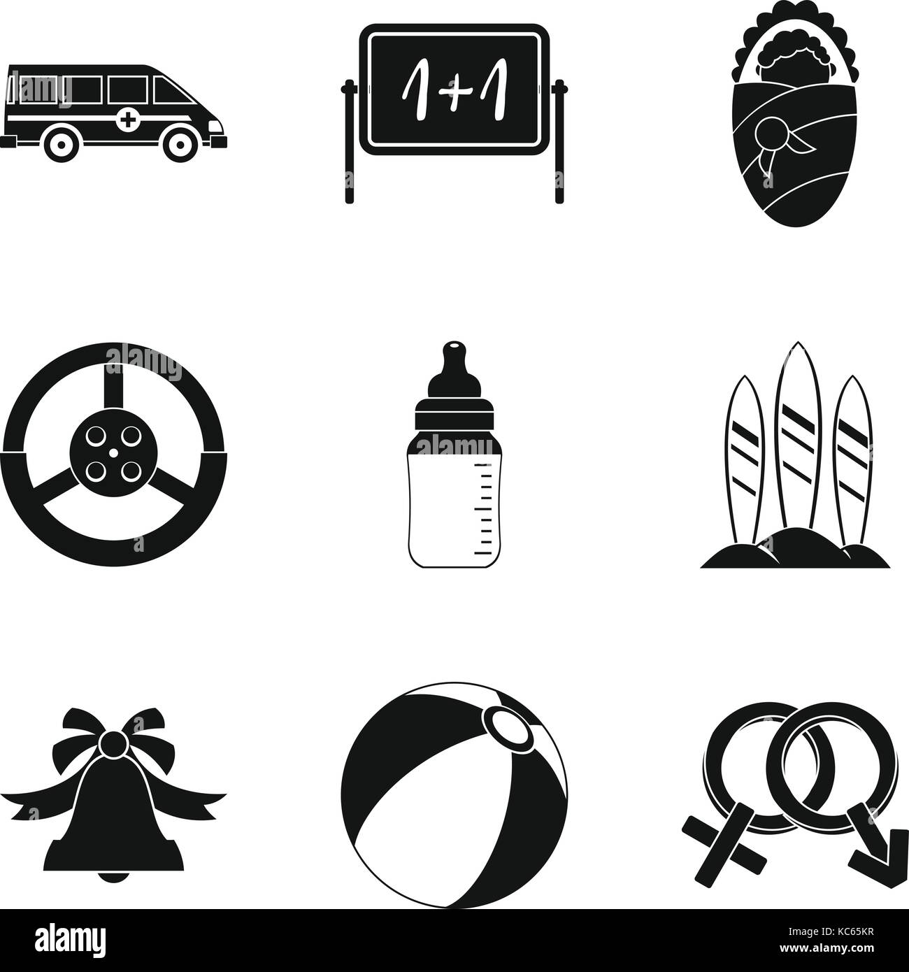 Kindergarten group icons set, simple style Stock Vector Image & Art - Alamy