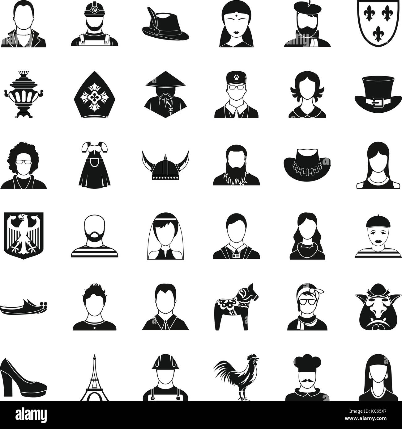 Face icons set, simle style Stock Vector Image & Art - Alamy