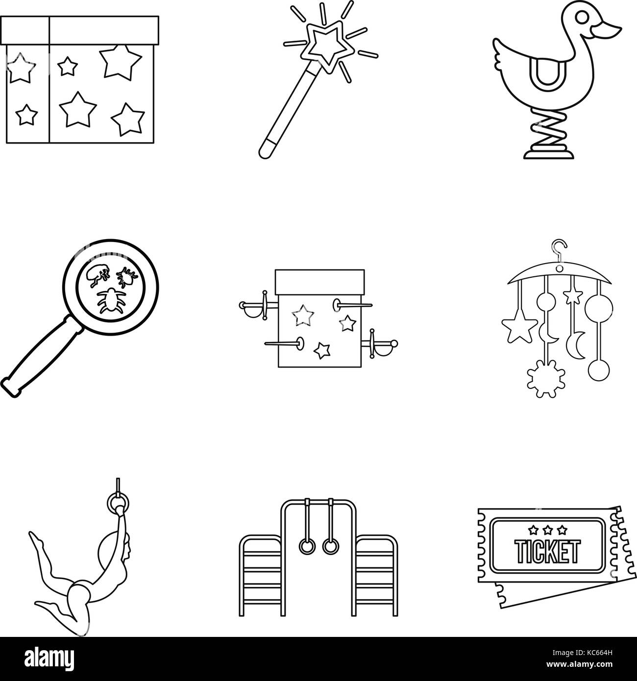 Supervision of the child icons set, outline style Stock Vector Image ...