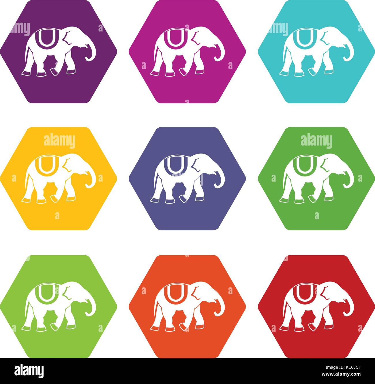 Elephant icon set color hexahedron Stock Vector Image & Art - Alamy