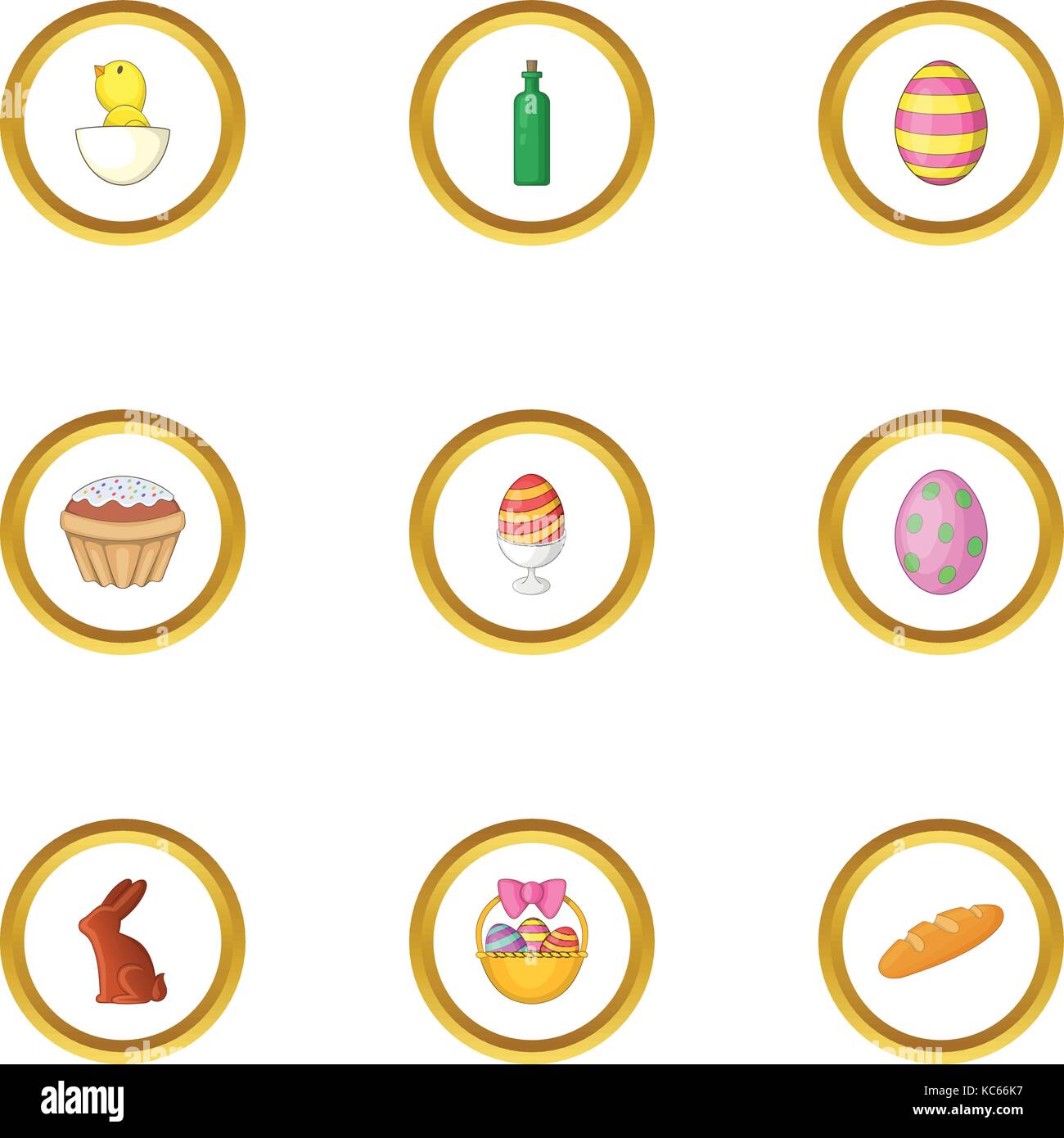 Easter celebration icons set, cartoon style Stock Vector Image & Art ...