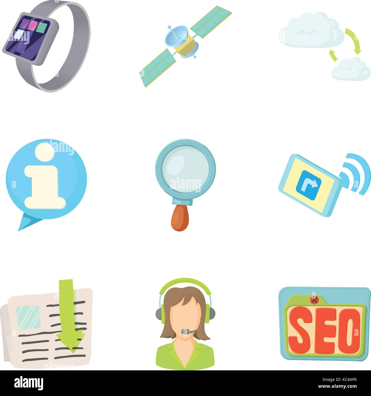 Exchange of information icons set, cartoon style Stock Vector Image ...