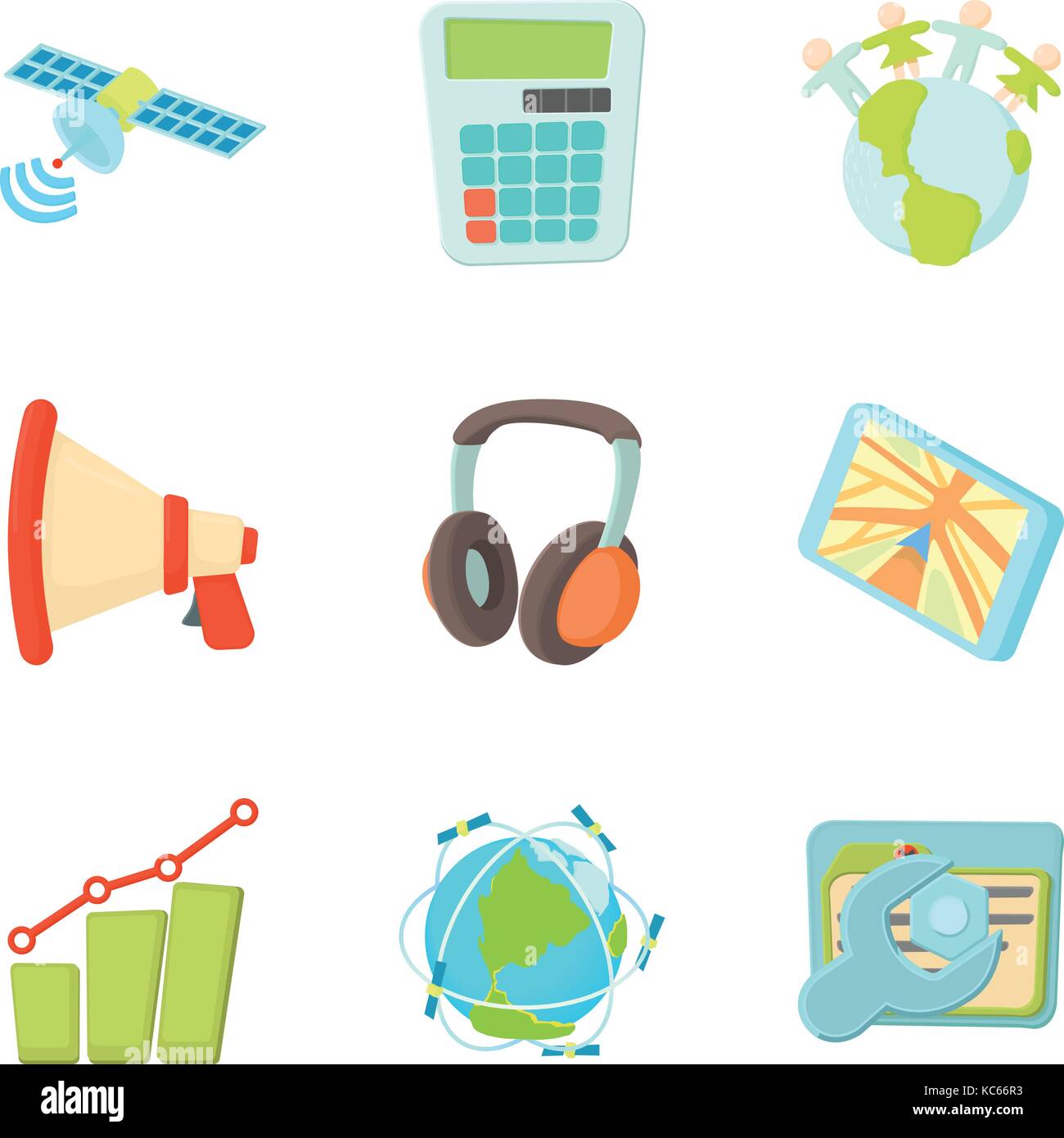 Growth of data analytic icons set, cartoon style Stock Vector Image ...