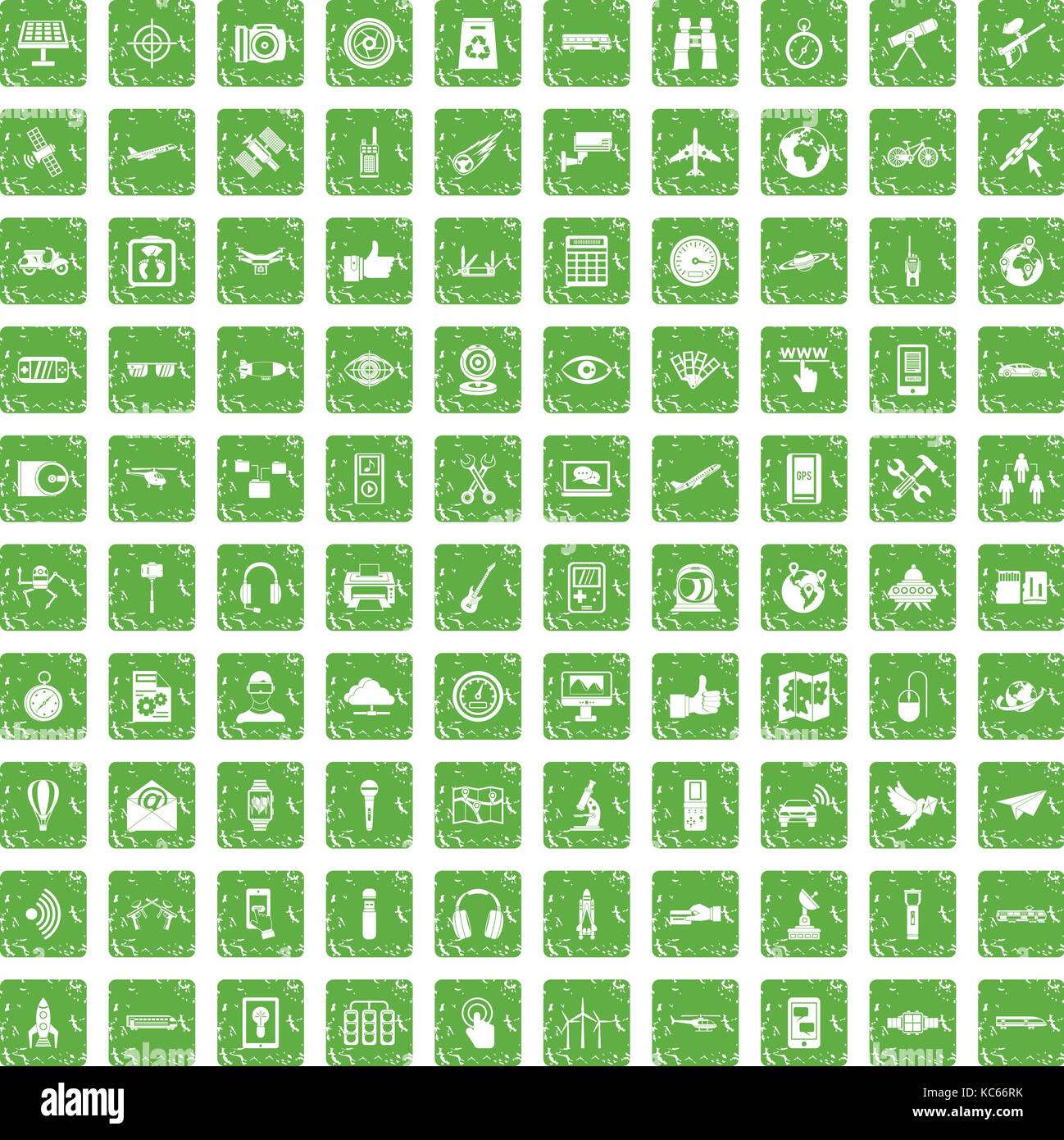 100 wireless technology icons set grunge green Stock Vector Image & Art ...