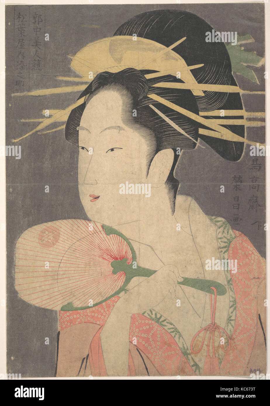 A Beauty, Edo period (1615–1868), Japan, Polychrome woodblock print ...