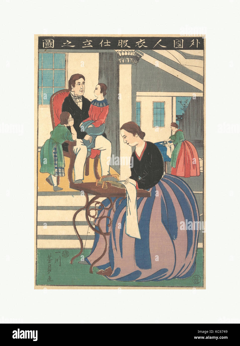 Gaikokujin ifuku shitate no zu, Picture of a Foreigner Making Clothes ...