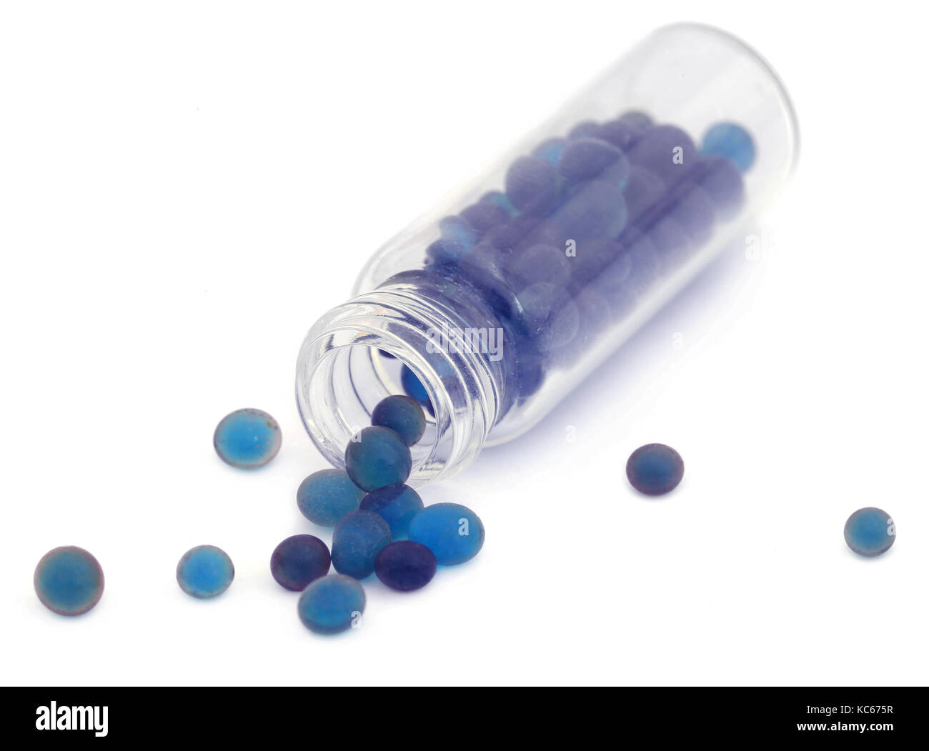 Silica gel used as absorbent of moisture over white background Stock ...