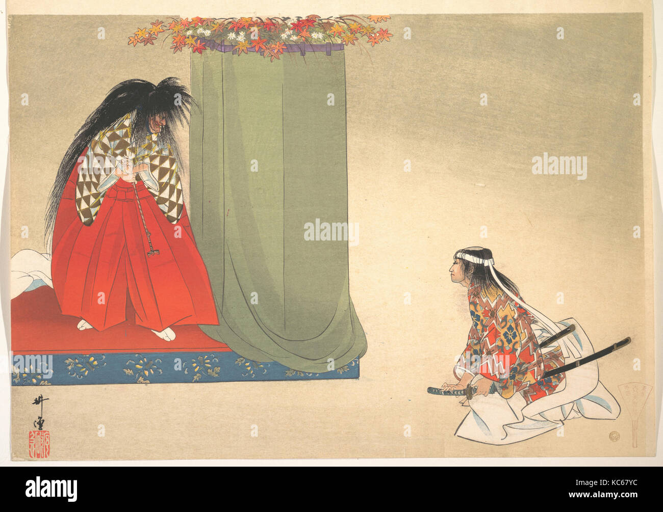 Illustration of Noh Dance Scene, After Okumura Masanobu, ca. 1910 Stock ...
