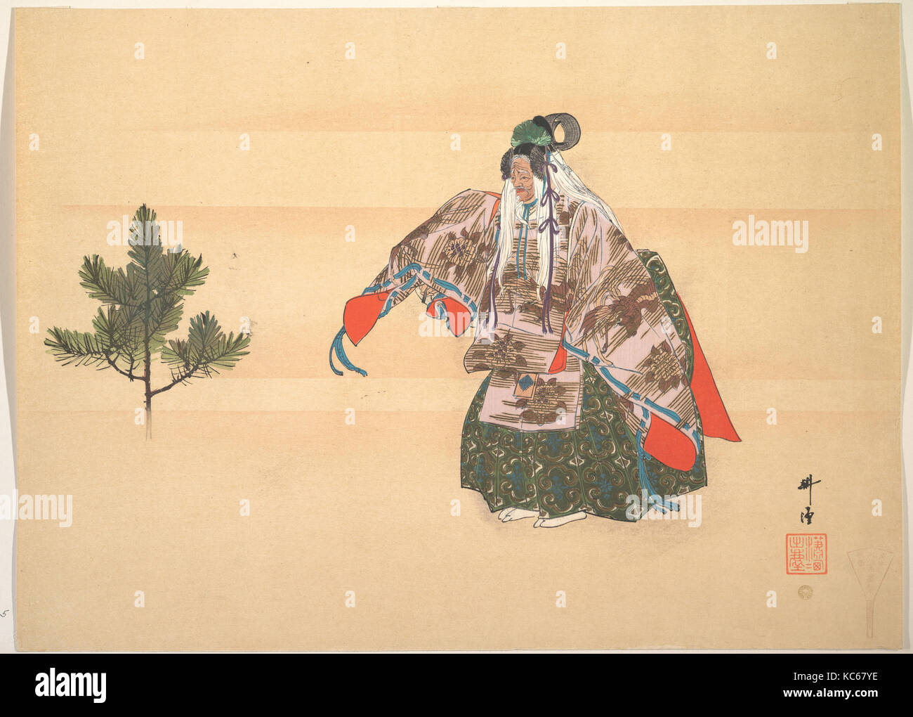 Illustration of Noh Dance Scene, Tsukioka Kōgyo, ca. 1910 Stock Photo ...