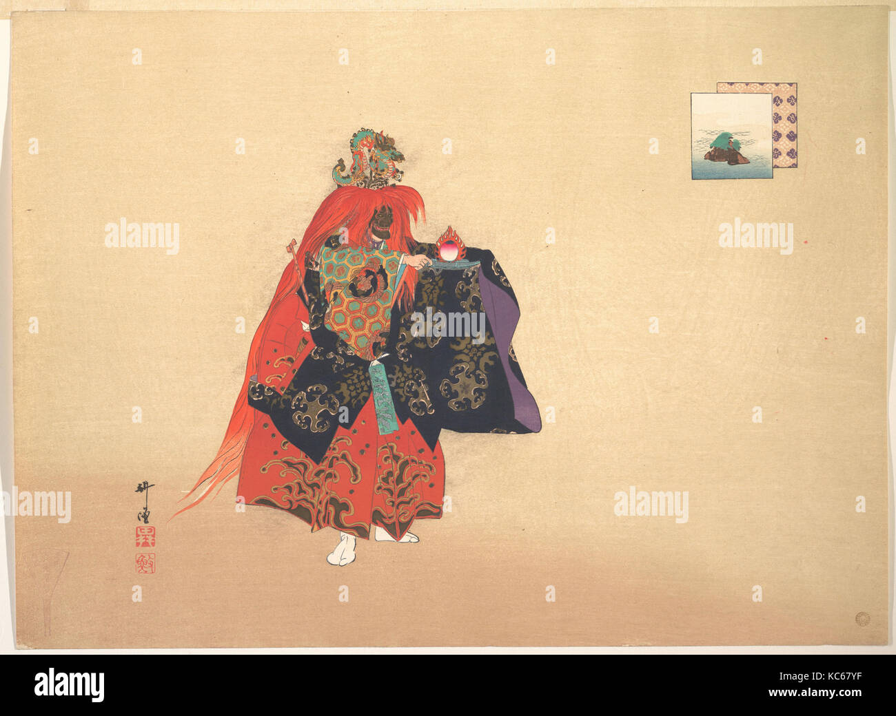 Illustration of Noh Dance Scene, Tsukioka Kōgyo, ca. 1910 Stock Photo ...