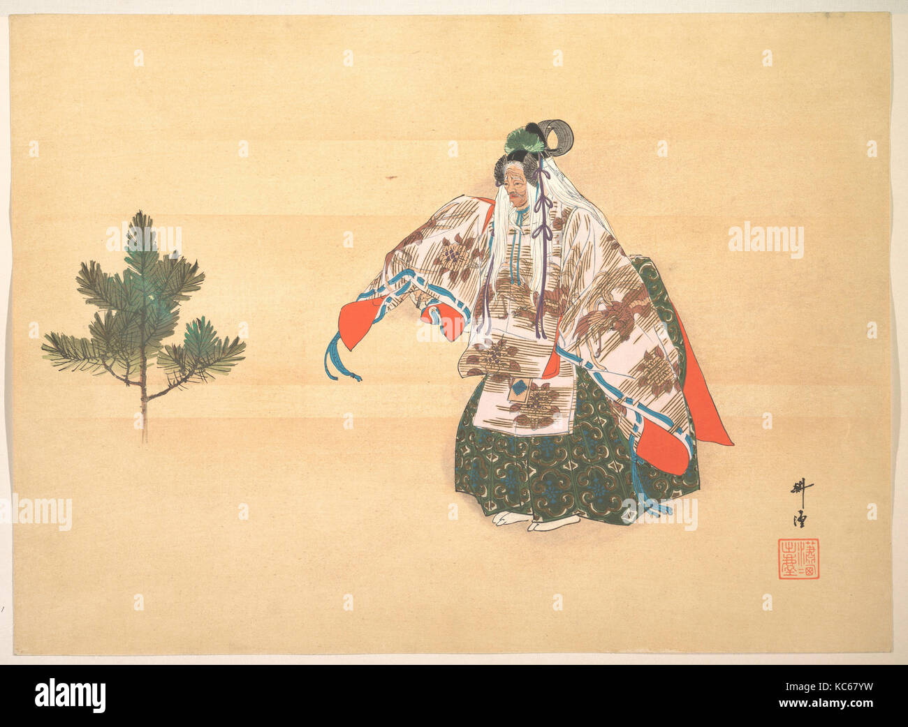 Illustration of Noh Dance Scene, Tsukioka Kōgyo, ca. 1910 Stock Photo ...