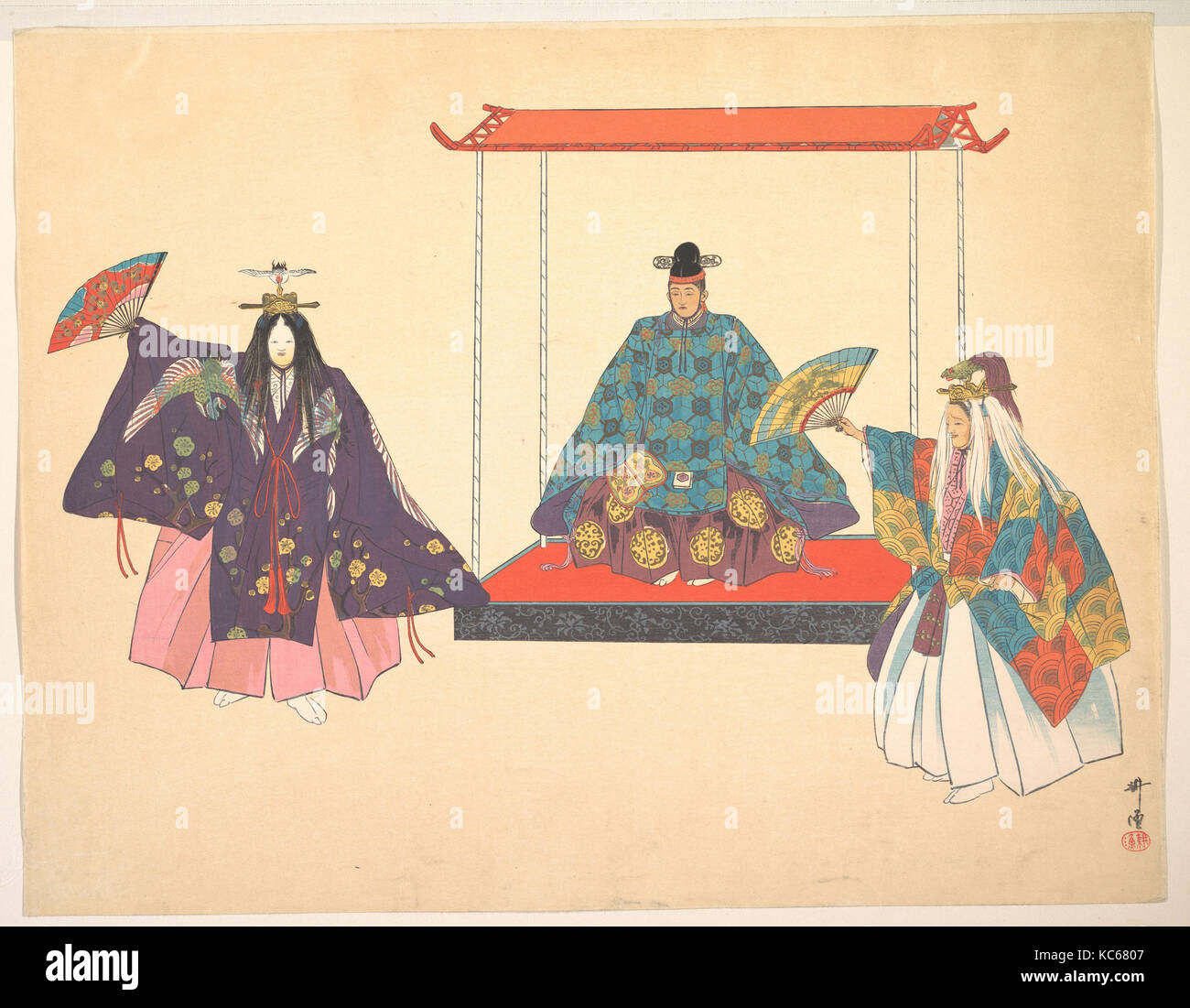 Illustration of Noh Dance Scene, Tsukioka Kōgyo, ca. 1910 Stock Photo ...