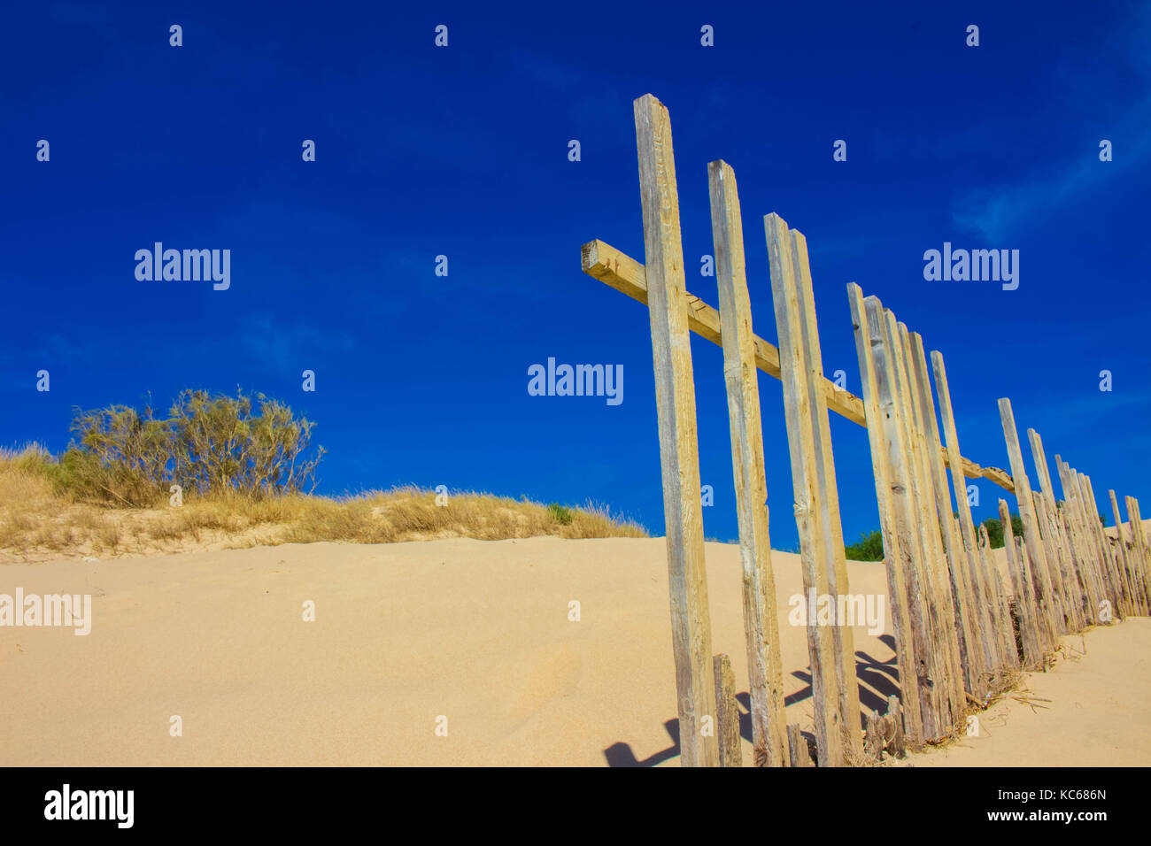 Old wooden fence. Punta Paloma beach, Tarifa, Spain Stock Photo - Alamy