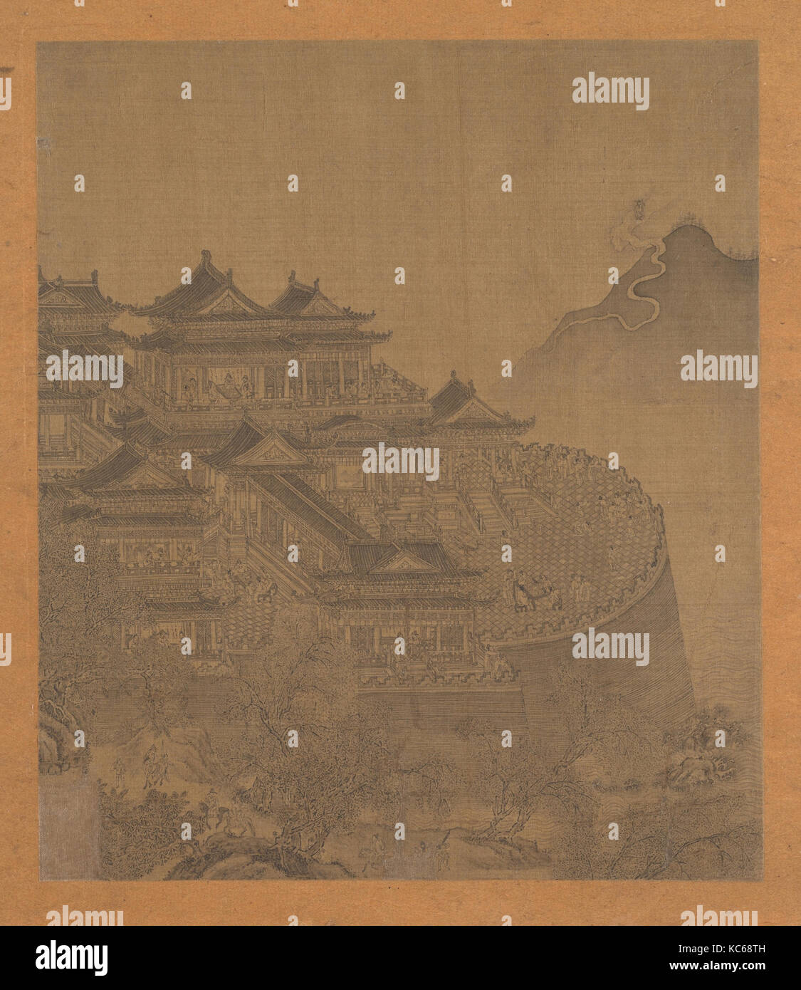 元 佚名 倣夏永 呂洞賓過岳陽樓 冊頁, The Immortal Lü Dongbin Appearing over the Yueyang ...