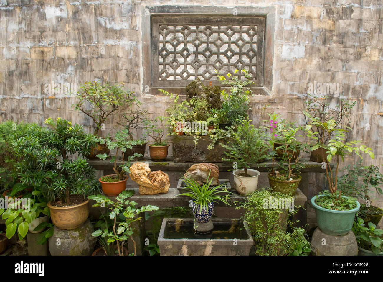 Plants Arrangement in Ruiyu Courtyard, Xidi, Huangshan, China Stock ...