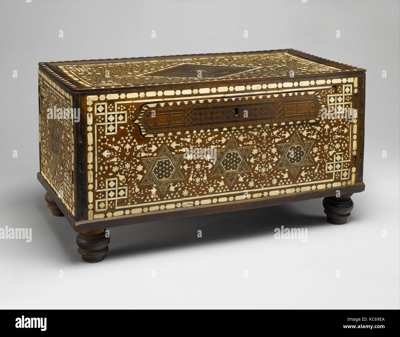 Box, 17th–18th century, Attributed to Syria or Egypt, Damascus, Wood ...