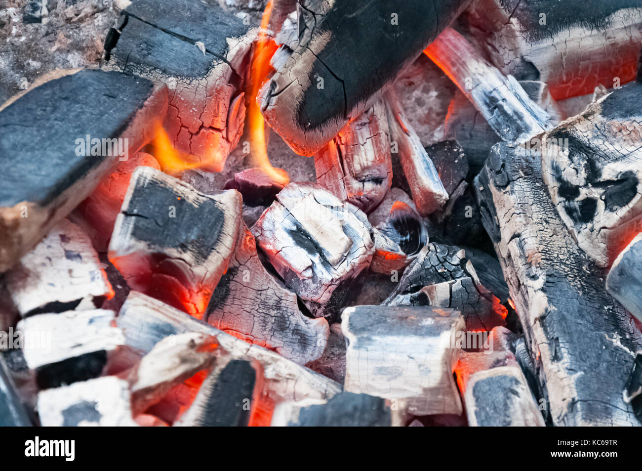 Burning charcoal in BBQ Grill Pit . Cooking, grilling Stock Photo - Alamy