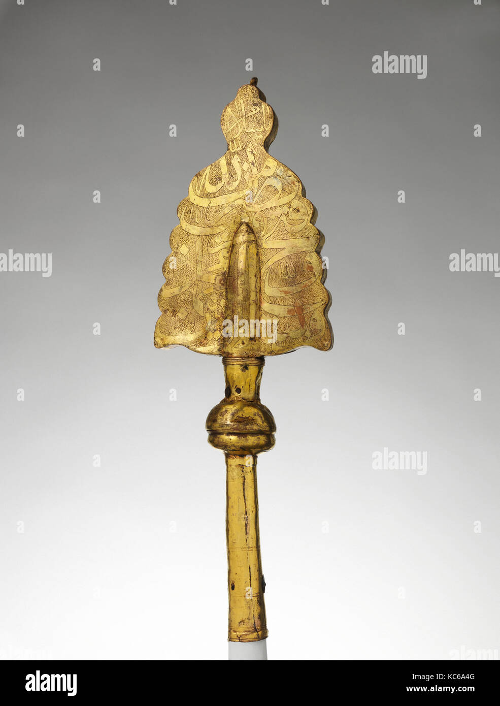 Banner Staff Head, ca. 1675–1700, Turkish, Copper, gold, iron, wood, L ...