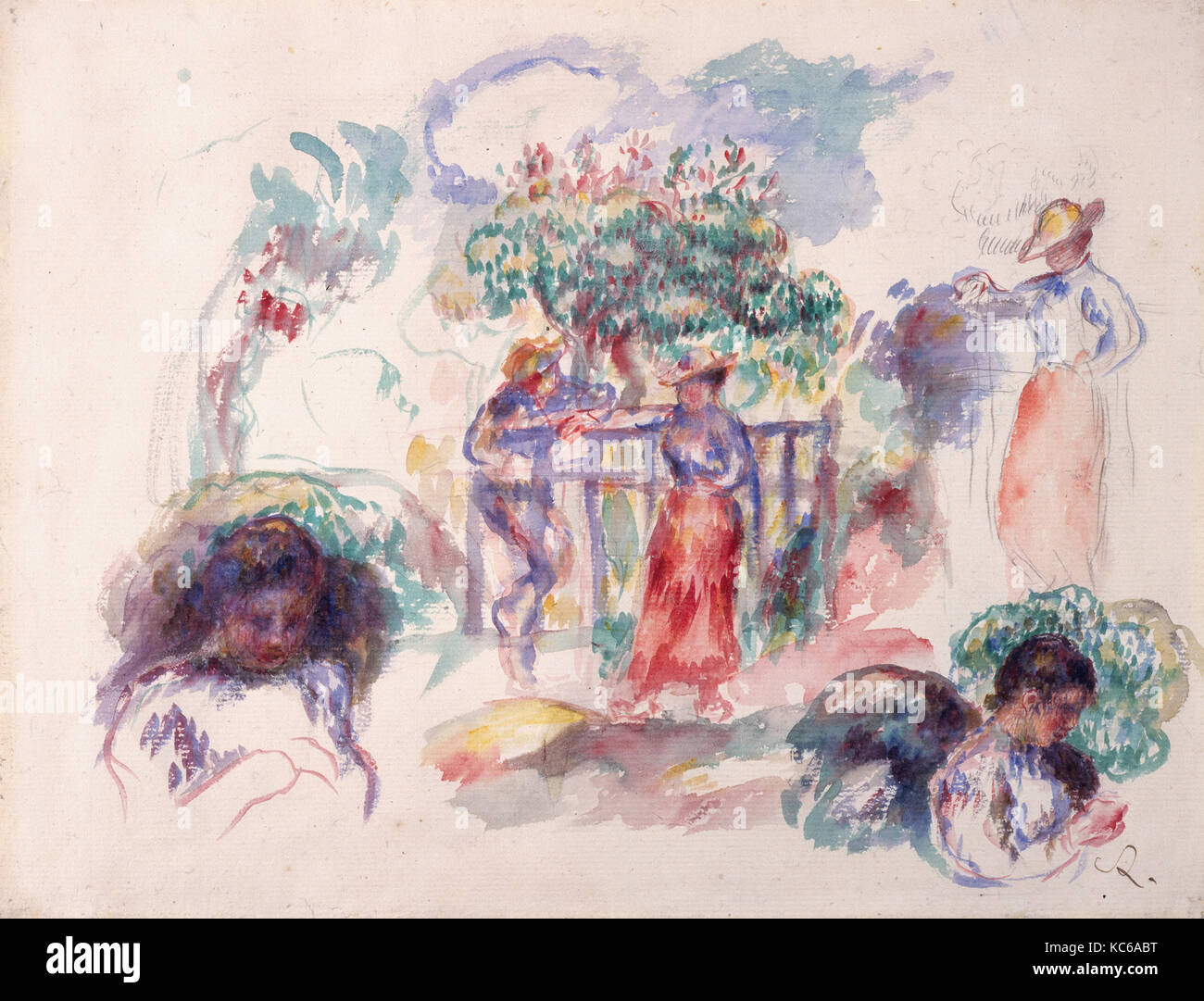 Figures under a Tree, 1880–82, Watercolor and graphite on off-white ...