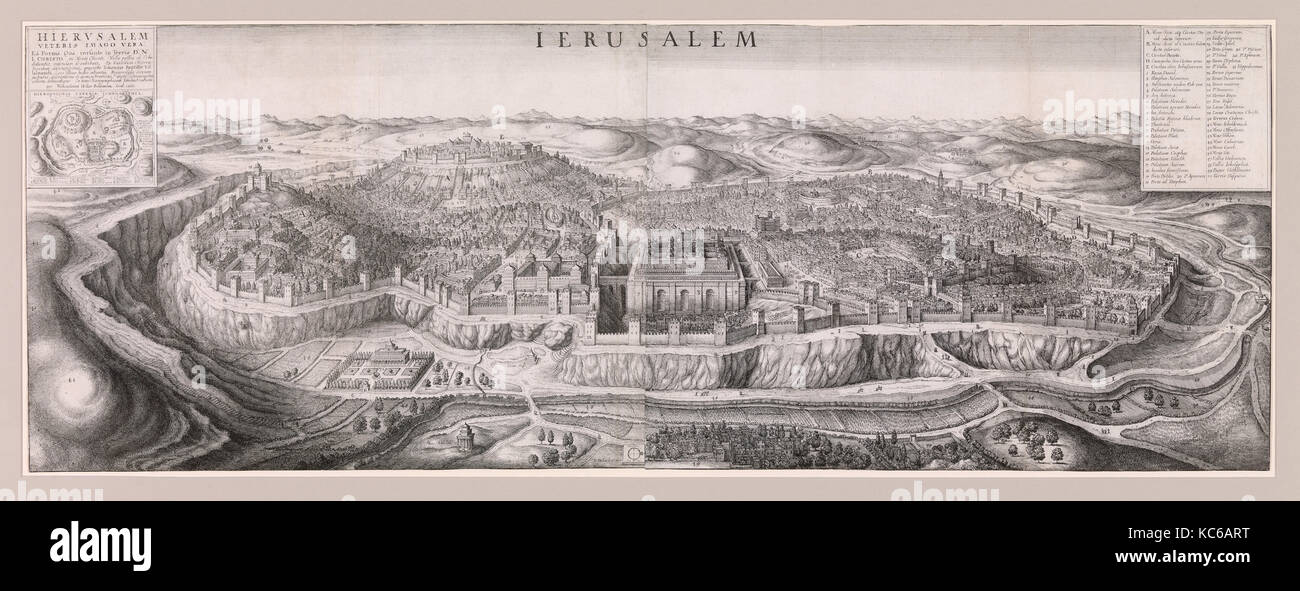 Prospect of Jerusalem, 1660, Etching; The margin where Overton's ...