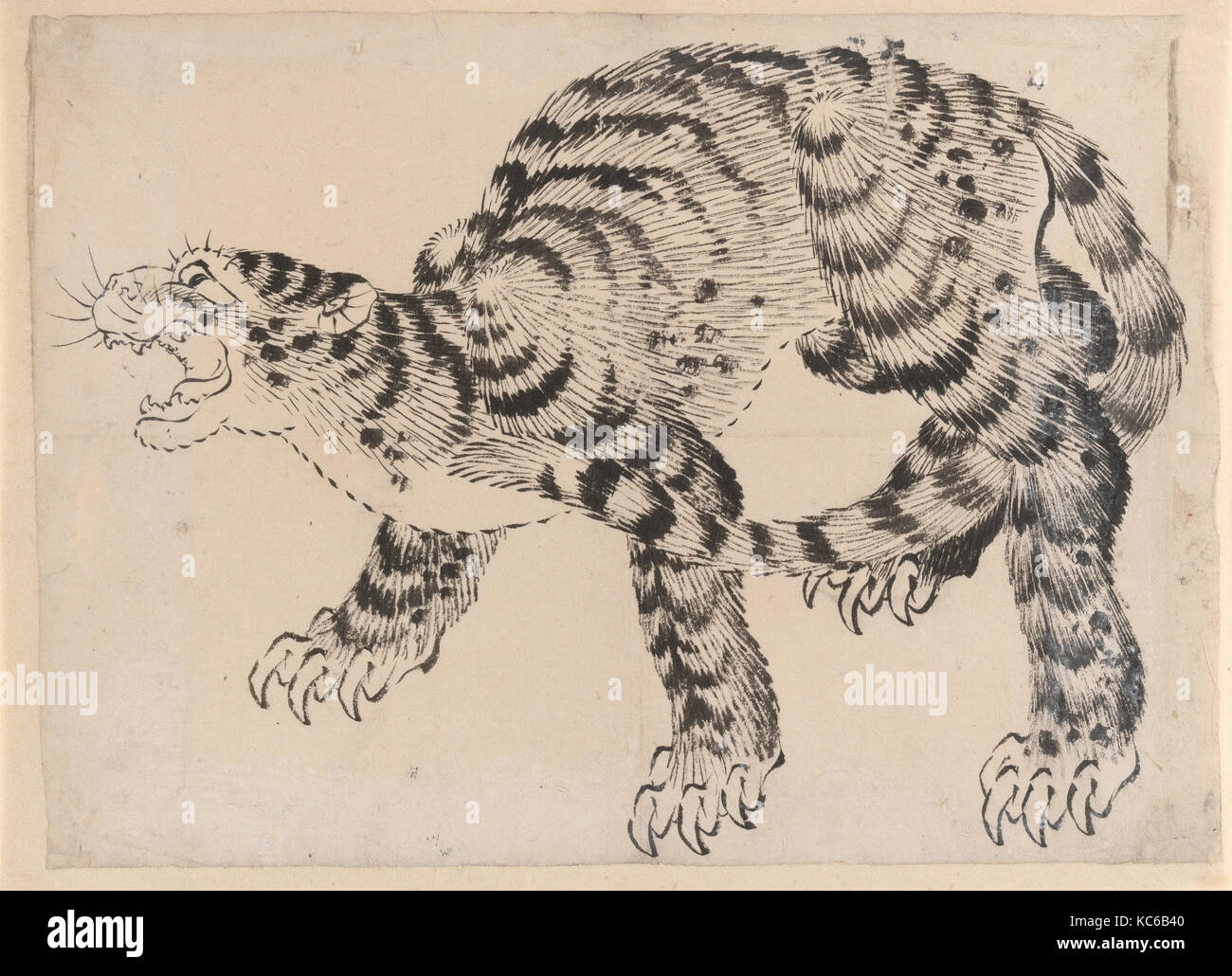 Tiger, Edo period (1615–1868), 19th century, Japan, Unmounted painting ...