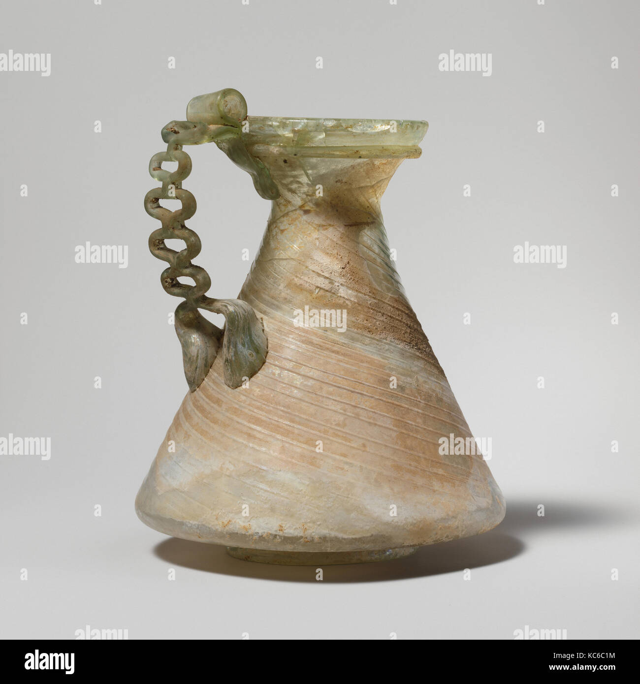 Glass jug with chain handle, Late Imperial, 3rd century A.D., Roman ...