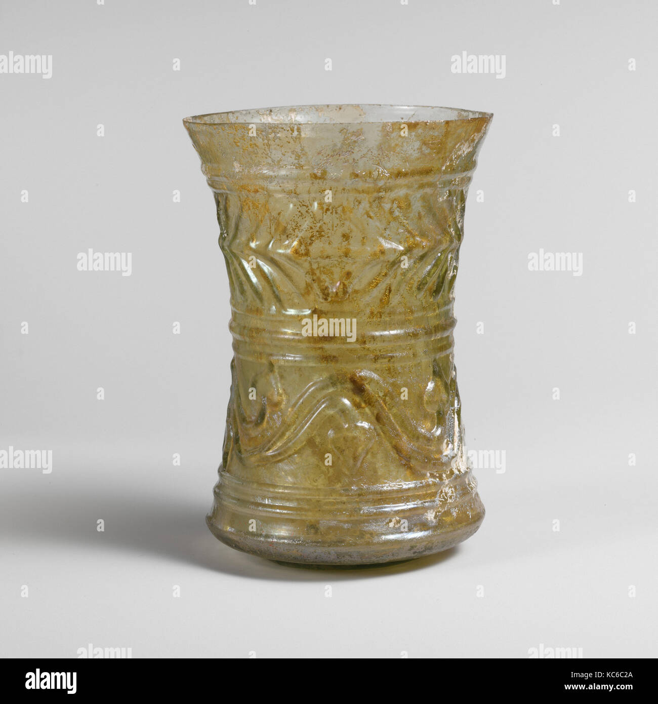 Glass beaker, Early Imperial, 1st century A.D., Roman, Glass; mold ...