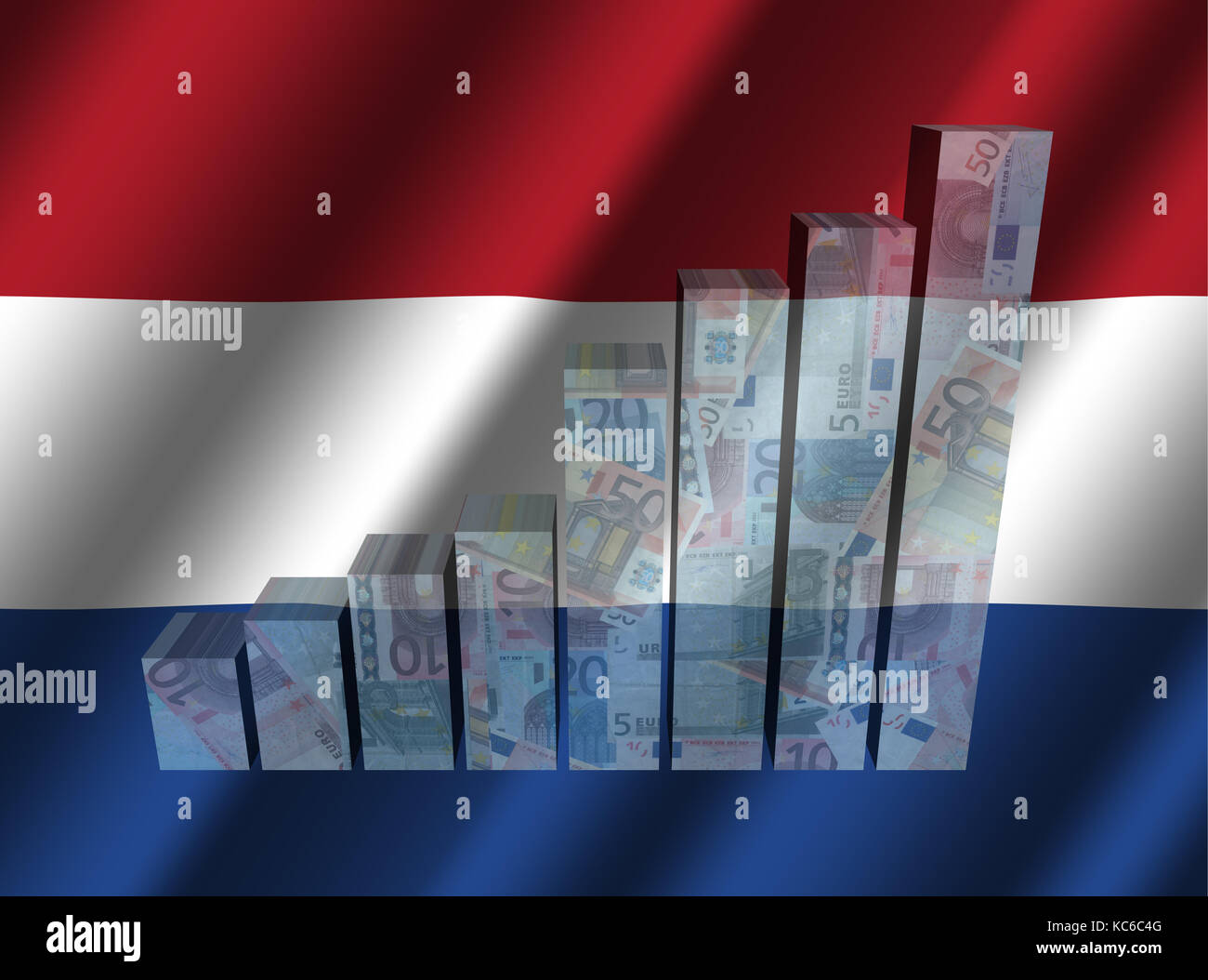 Currency graph on rippled Dutch flag illustration Stock Photo - Alamy