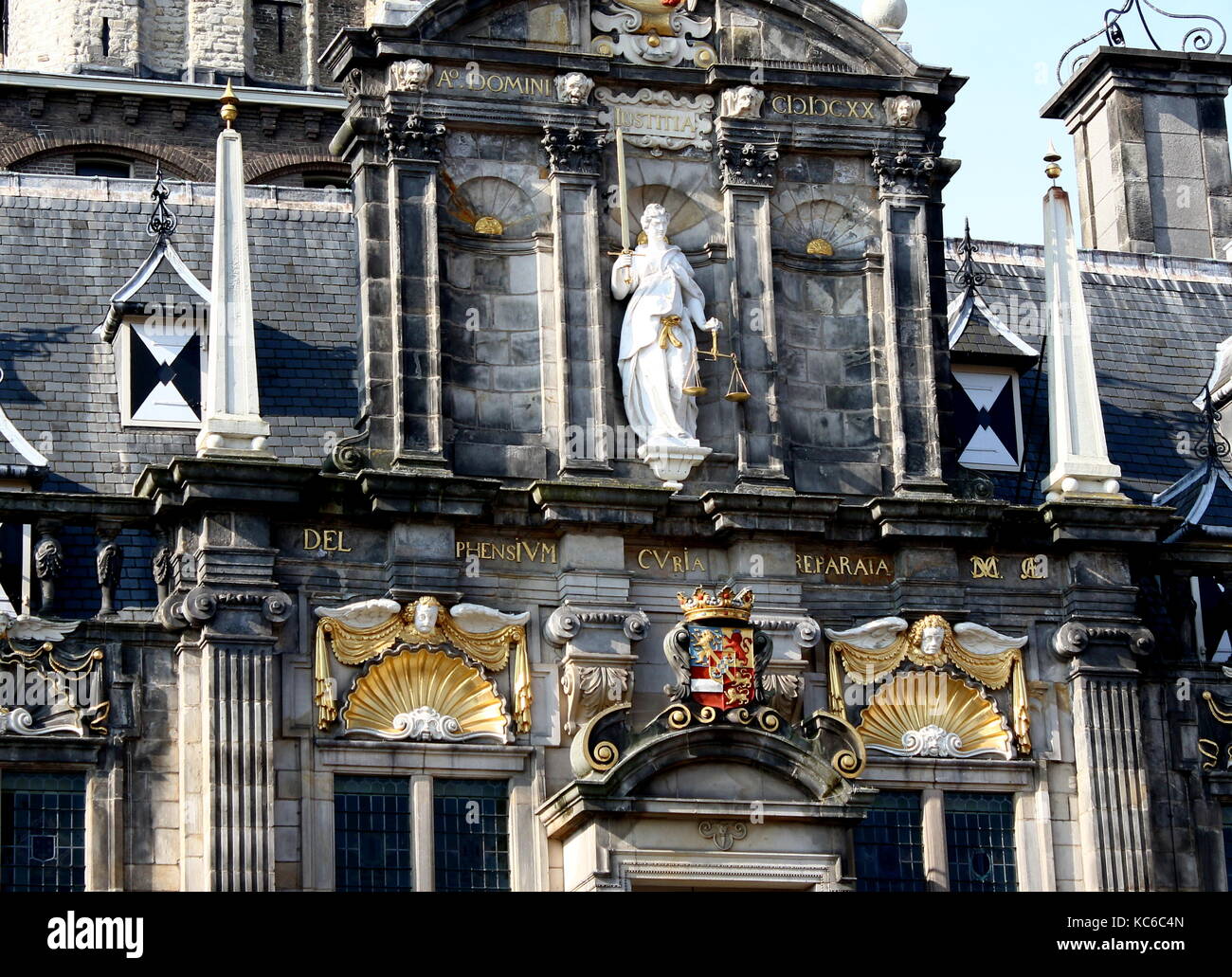 Details on the front facade of the 17th century Renaissance style City ...