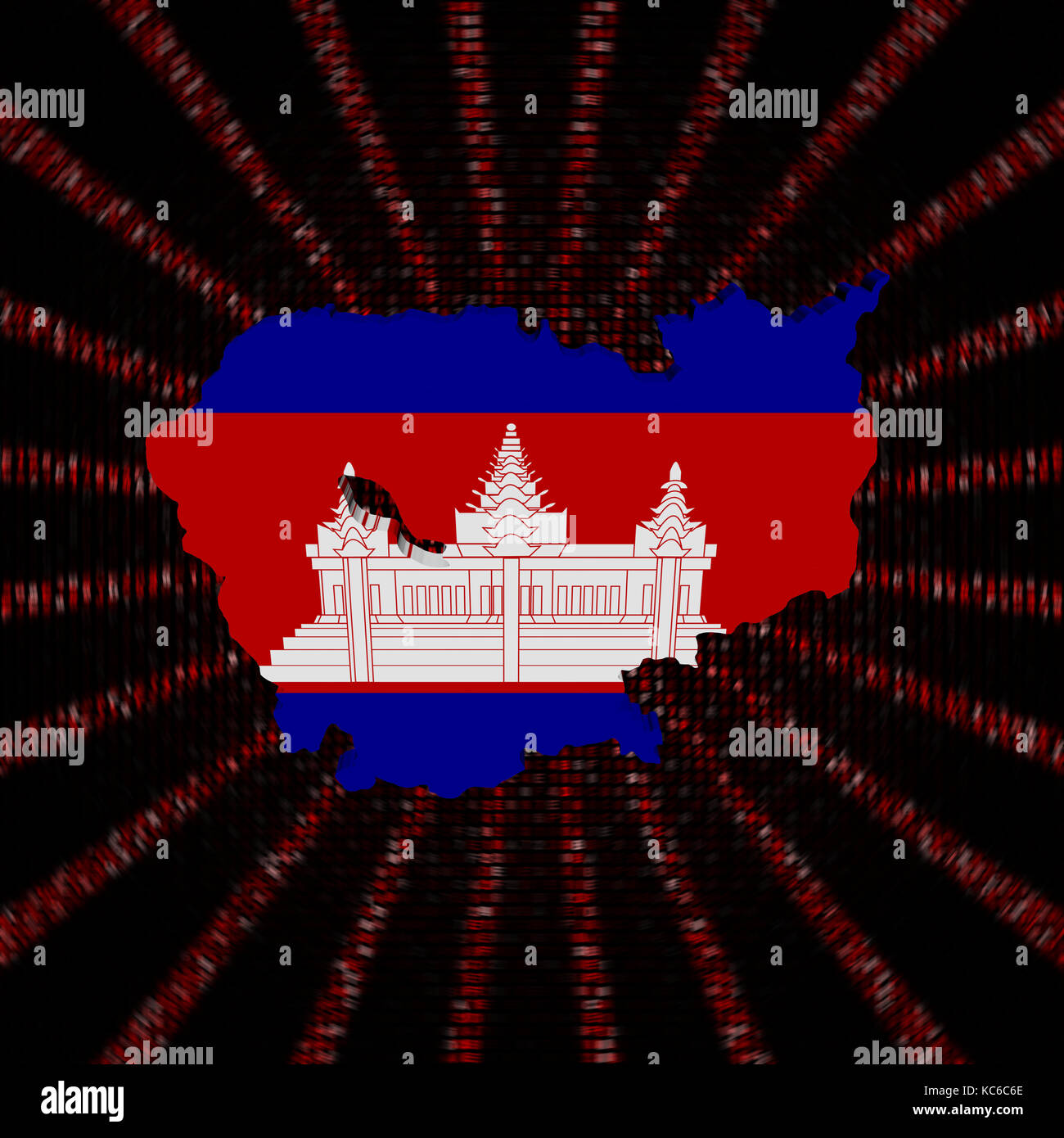 Cambodia map flag on red hex code burst illustration Stock Photo - Alamy