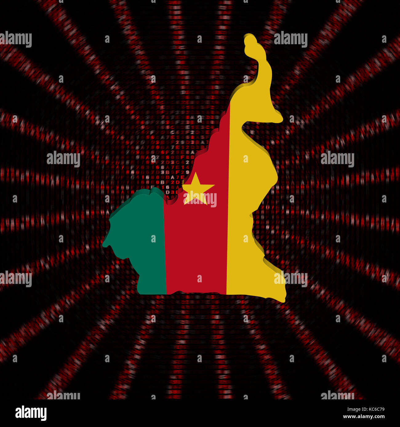 Cameroon map flag on red hex code burst illustration Stock Photo - Alamy