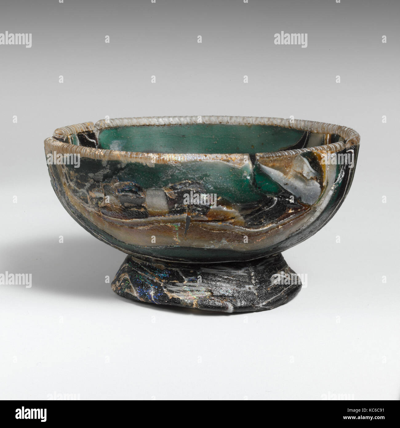 Glass striped mosaic bowl, Hellenistic, early 1st century B.C., Greek ...