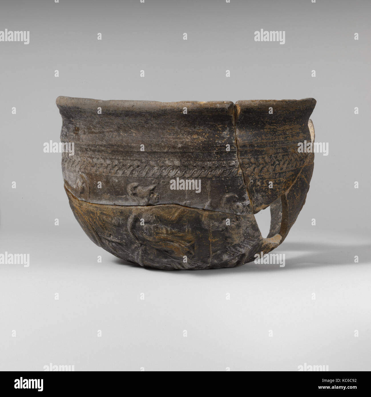 Megarian bowl, fragmentary, Hellenistic, 2nd century B.C., Greek ...