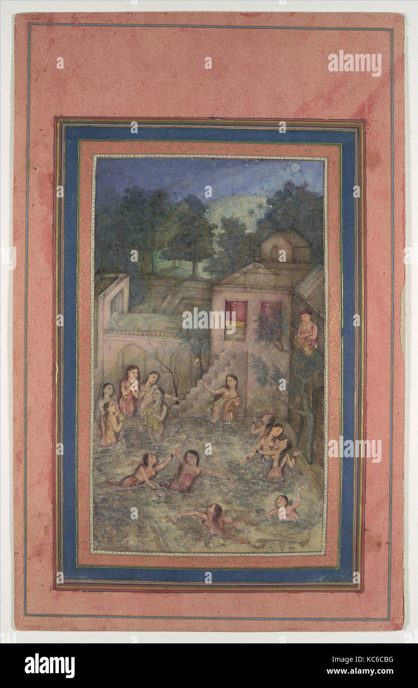 "Women Bathing by Moonlight", Folio from the Davis Album, 18th century ...