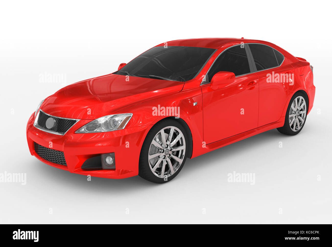car isolated on white - red paint, tinted glass - front-left side view ...