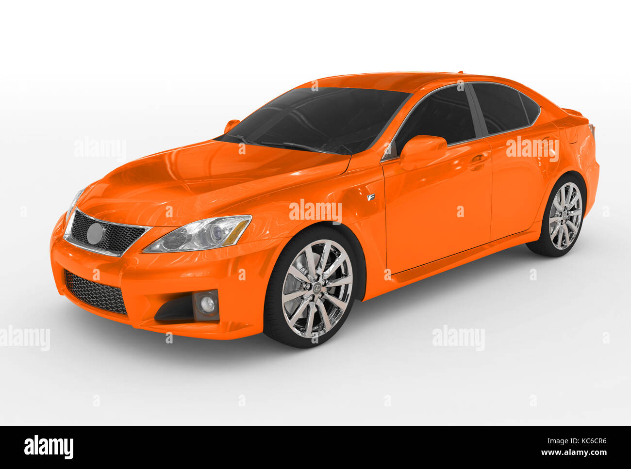 car isolated on white - orange paint, tinted glass - front-left side ...