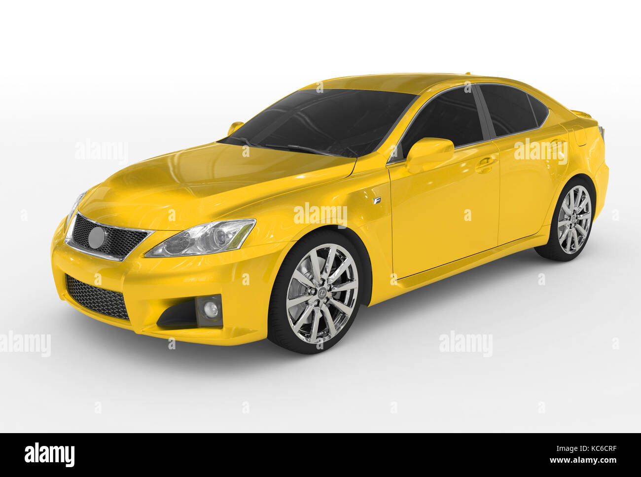 car isolated on white - yellow paint, tinted glass - front-left side ...
