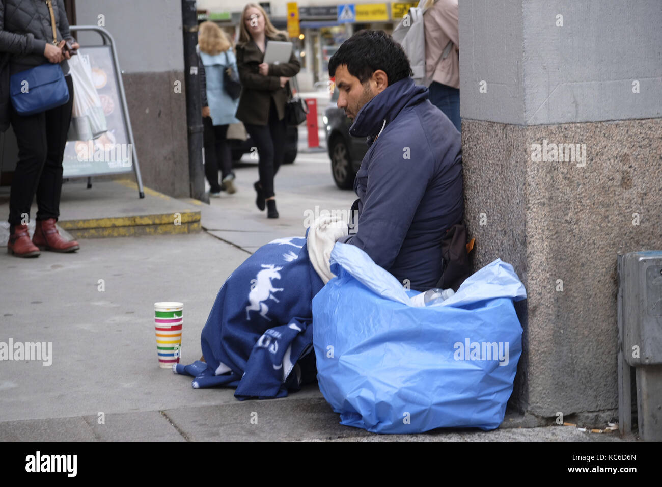 Begging in Stockholm, Sweden Stock Photo - Alamy