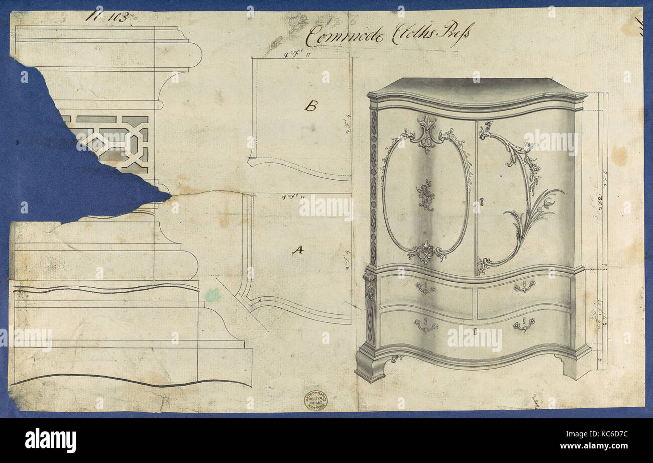 Commode Clothes Press, from Chippendale Drawings, Vol. II, Thomas ...