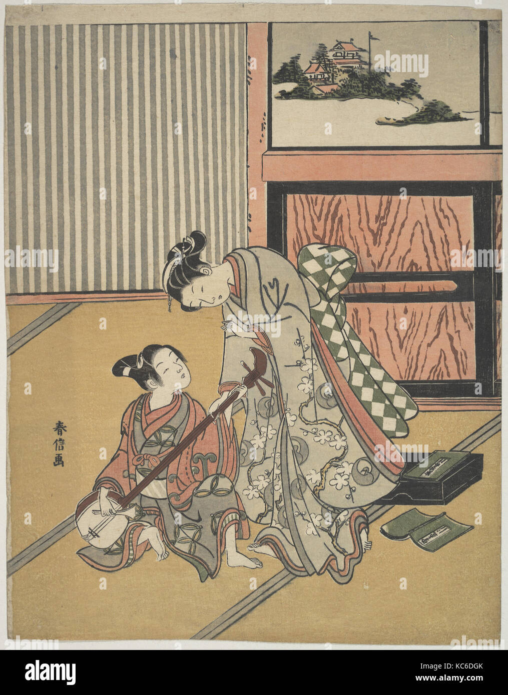 The Music Lesson, Edo period (1615–1868), Japan, Polychrome woodblock ...