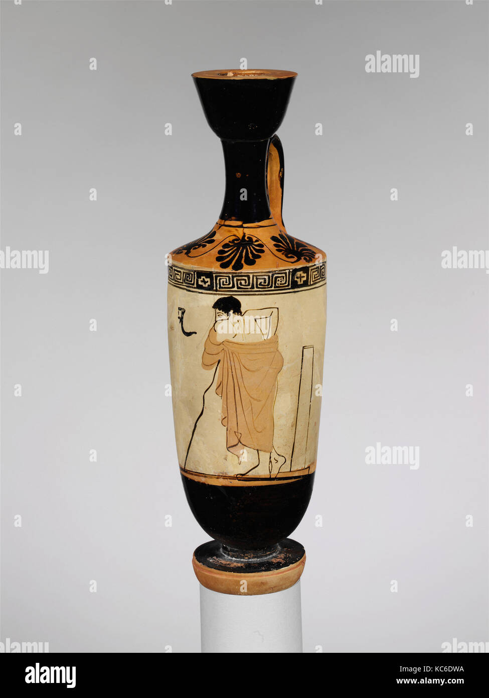 Terracotta lekythos (oil flask), 1st quarter of 5th century B.C Stock ...