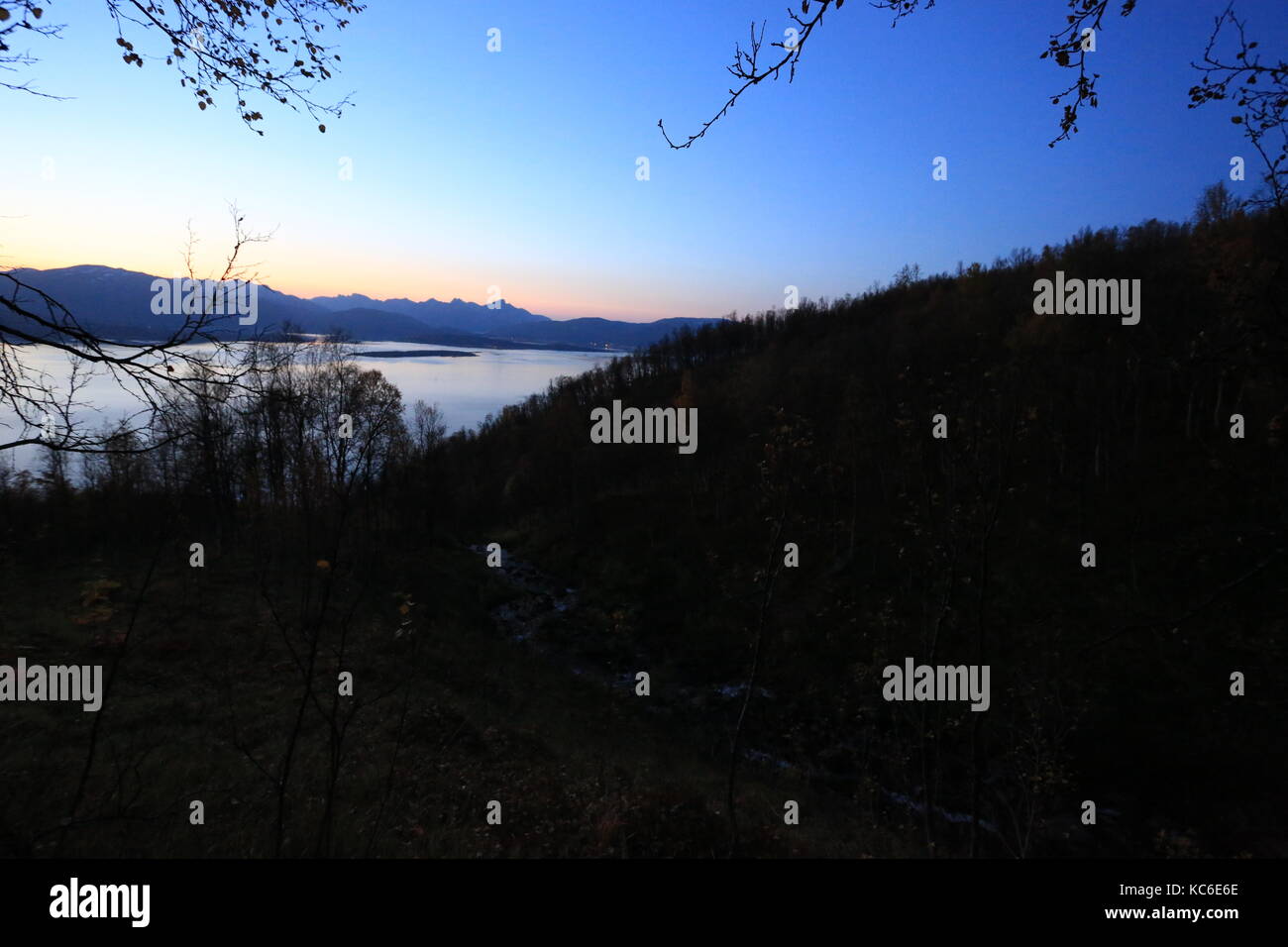 Atumn Sunset Over Small River Stock Photo - Alamy