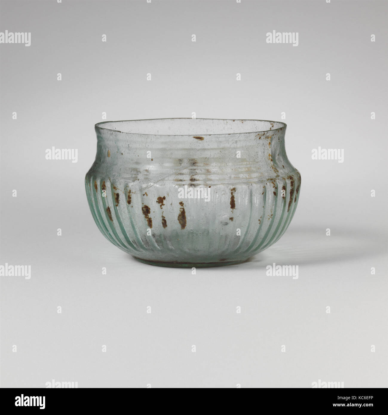 Glass ribbed bowl, Early Imperial, 1st century A.D., Roman, Glass; mold ...