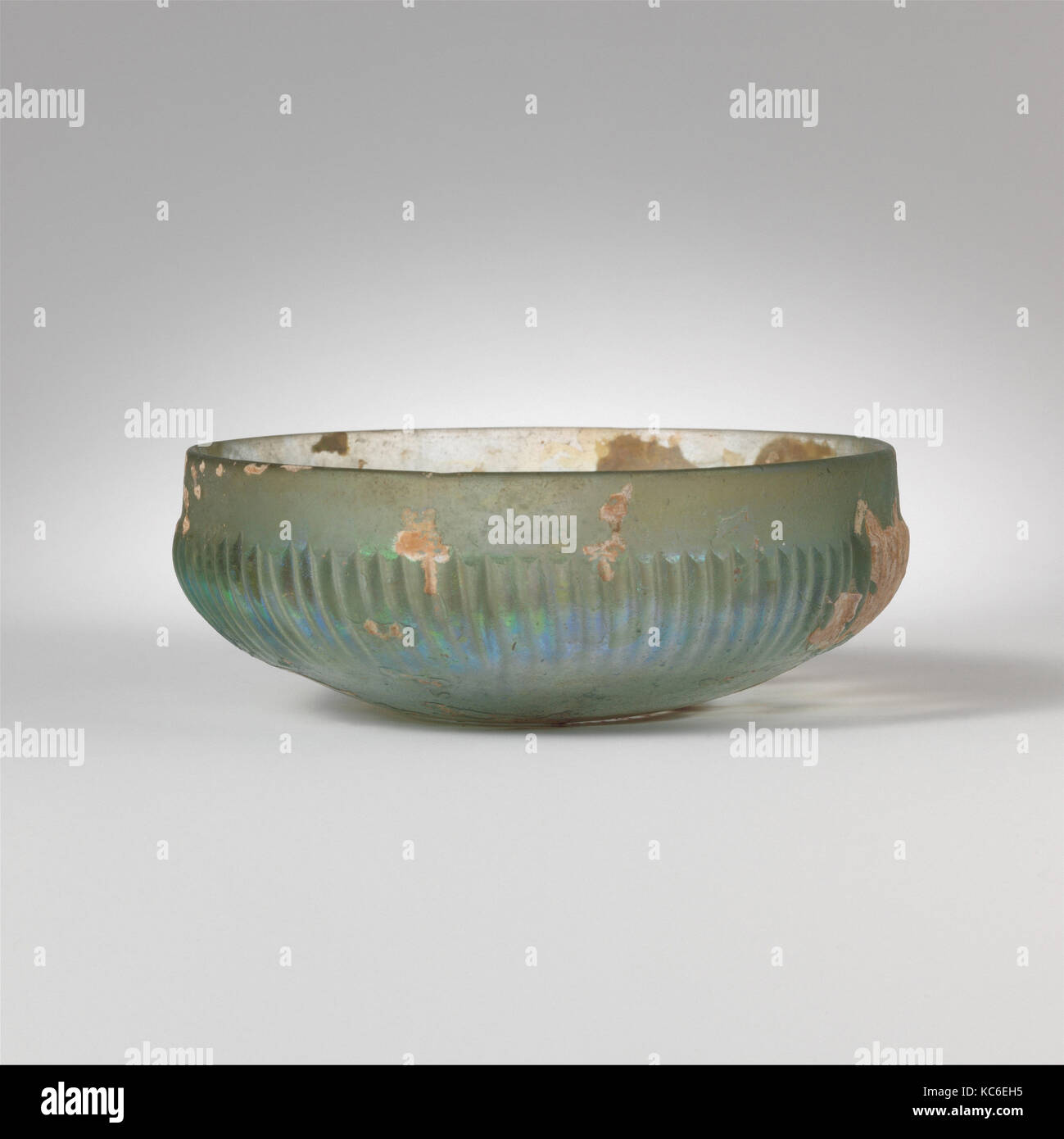 Glass ribbed bowl, Early Imperial, 1st century A.D., Roman, Glass; cast ...
