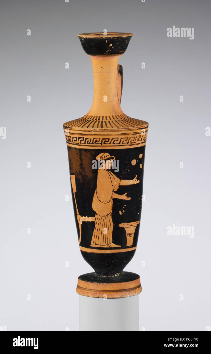 Terracotta lekythos (oil flask), 2nd quarter of 5th century B.C Stock ...