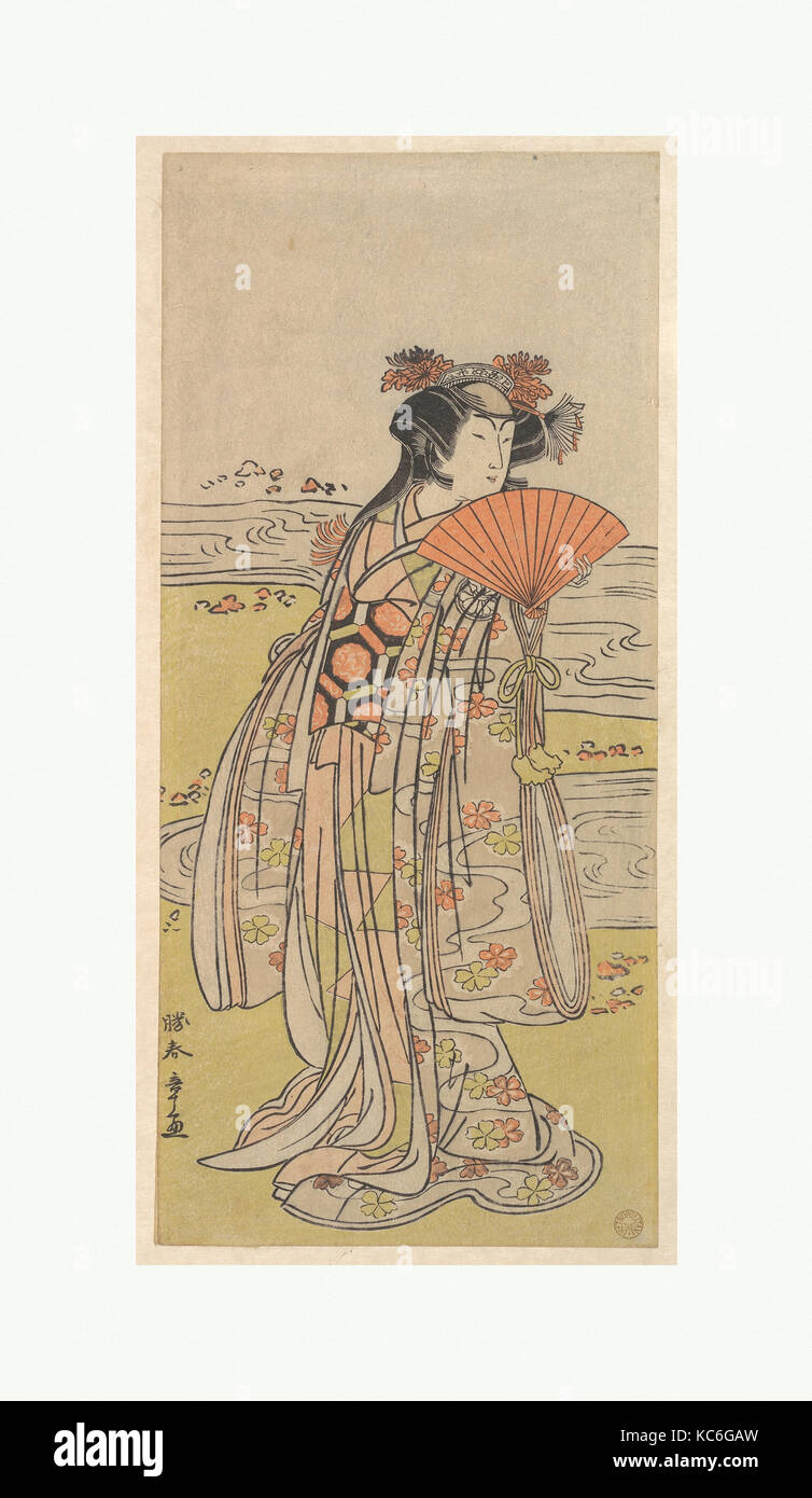 The Actor Segawa Kikunojo III as a Woman Standing near a Winding Stream ...