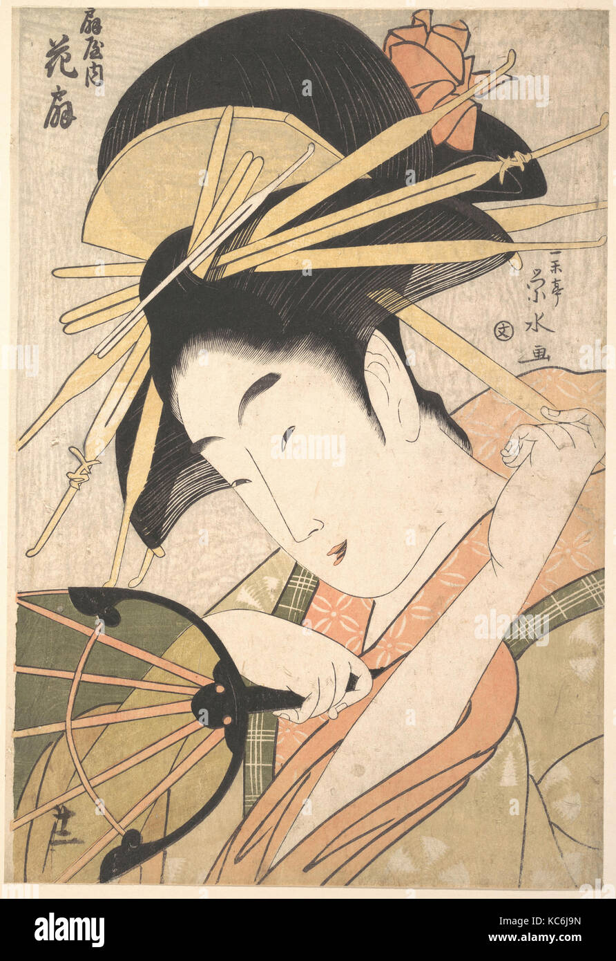 A Beauty, Edo period (1615–1868), 1790s, Japan, Polychrome woodblock ...