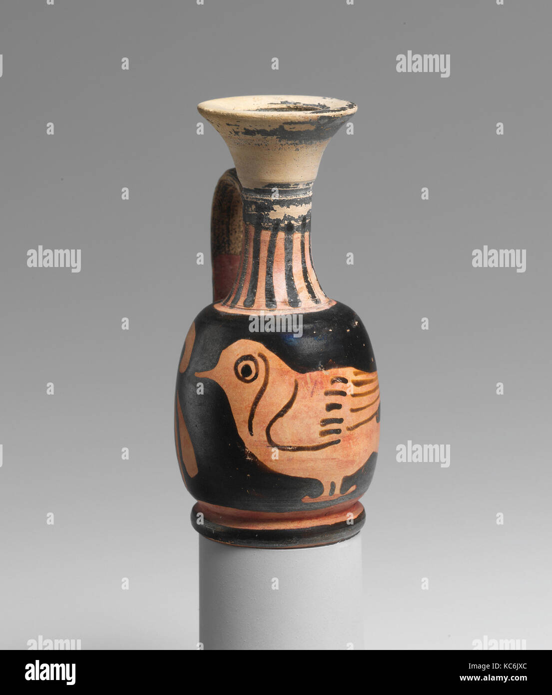 Terracotta lekythos (oil flask) with a bird, 4th century B.C Stock ...