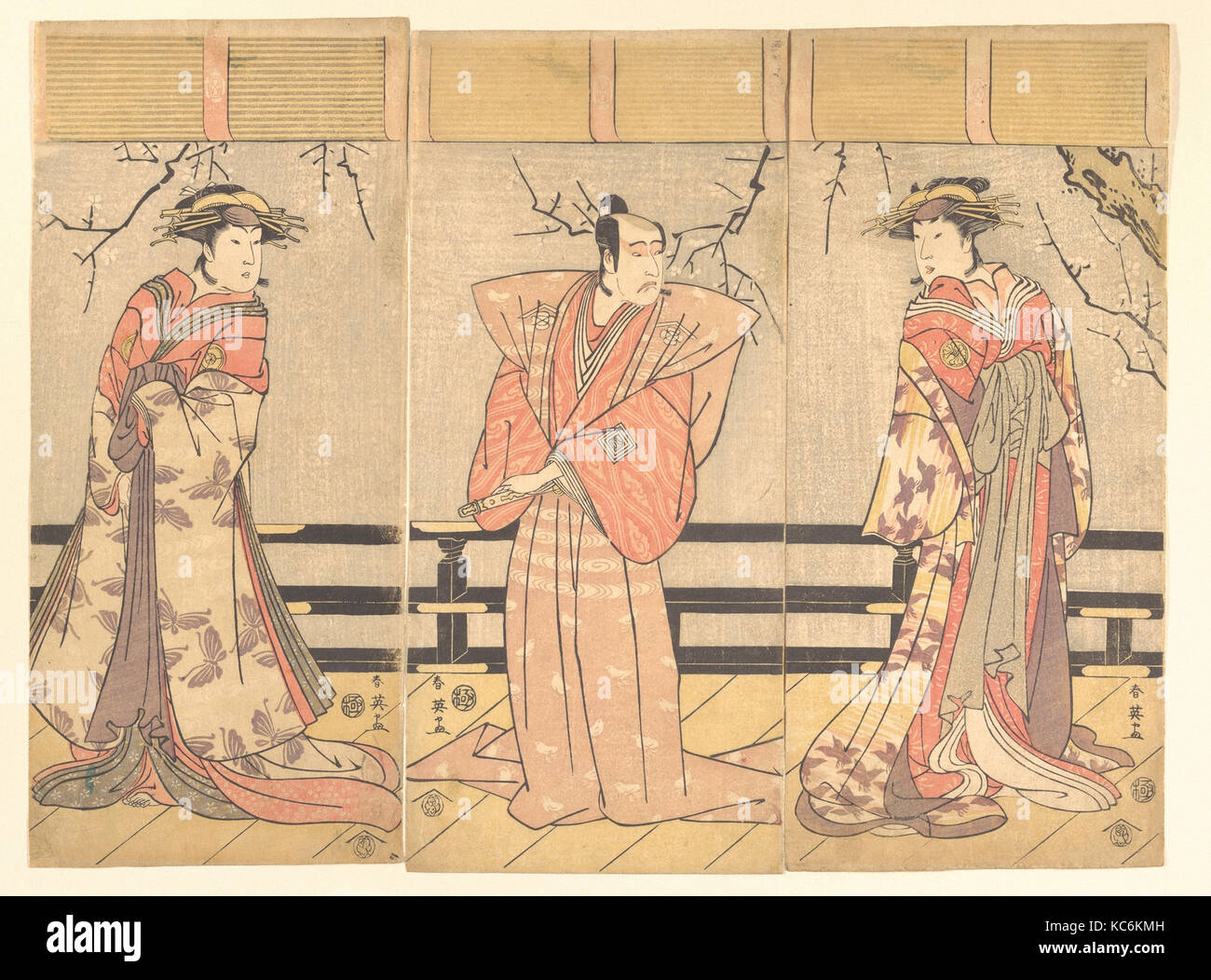 Print, Edo period (1615–1868), 1762–1819, Japan, Triptych of polychrome ...