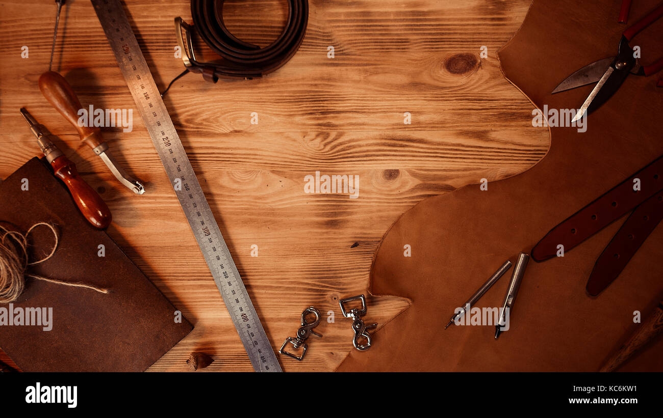 Leather craft tanners tools hi-res stock photography and images - Alamy